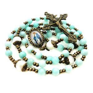 our lady of grace blue sponge quartz and mother of pearl rosary