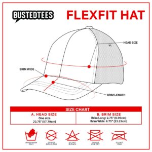 BustedTees Imperial Officer Flexfit Hat Casual Wear Baseball Cap for Men Breathable Flex Fit Ultrafibre Airmesh Fitted Cap (Charcoal, Large-X-Large, l)