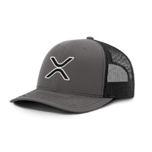 xrp logo - cotton snapback hat - breathable mesh side for casual wear & outdoor activities all seasons - baseball cap women and men (charcoal front/black mesh)