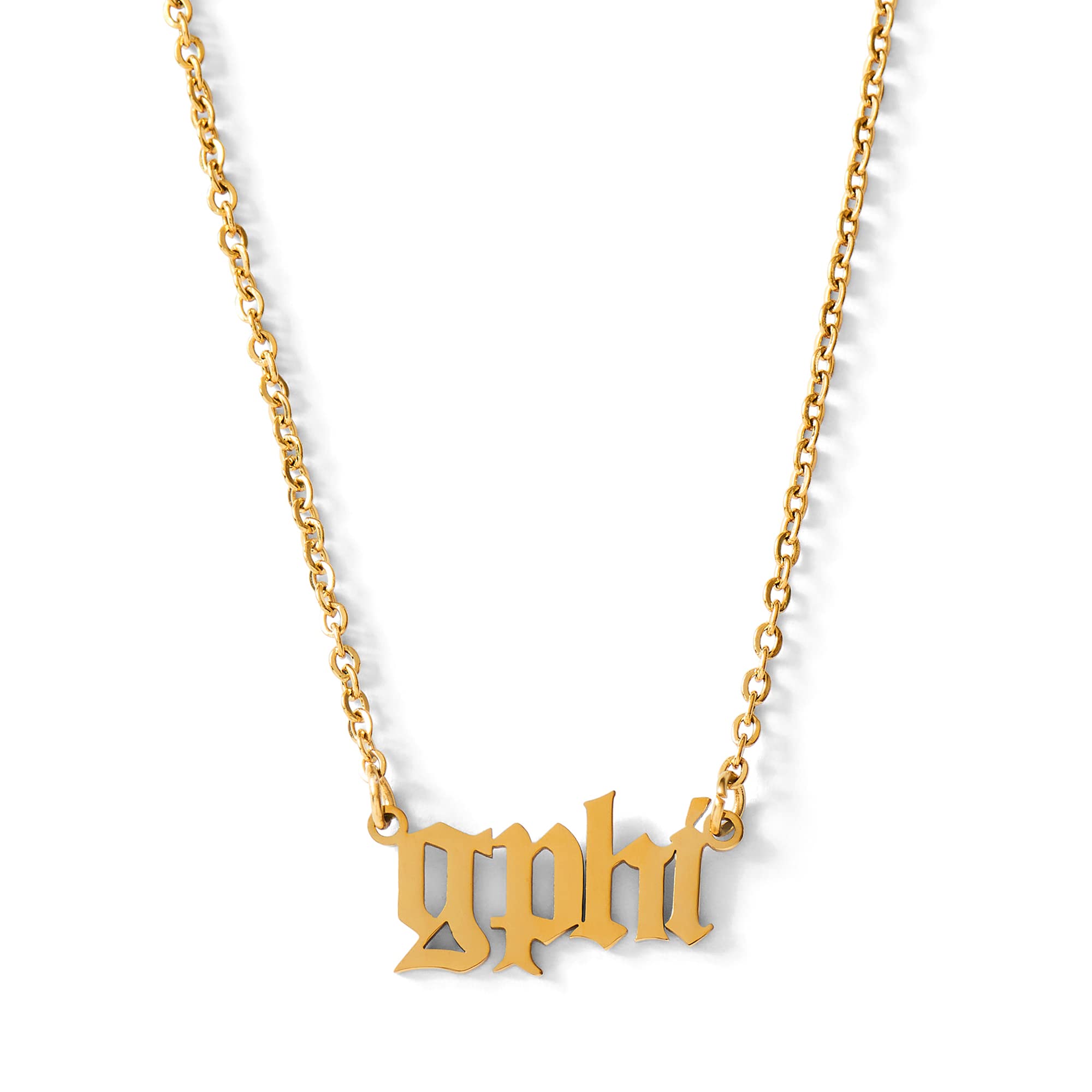 Sorority Shop Gamma Phi Beta Necklace — GPB Old English Font Design, 18K Gold Plated, Gamma Phi Beta Gifts for Women