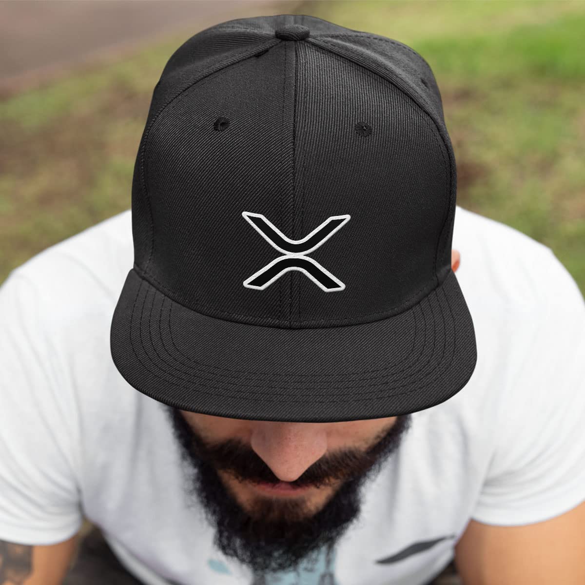 XRP Logo - Cotton Snapback Hat - Breathable Mesh Side for Casual Wear & Outdoor Activities All Seasons - Baseball Cap Women and Men (Charcoal Front/Black Mesh)