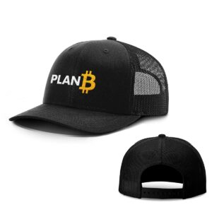 Plan B Bitcoin - Cotton Snapback Hat - Breathable Mesh Side for Casual Wear & Outdoor Activities All Seasons - Baseball Cap Women and Men (Black Front/Black Mesh)