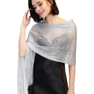 MissShorthair Sparkly Shawls and Wraps for Evening Dresses,Shawl Wraps for Women Wedding Party with Buckle