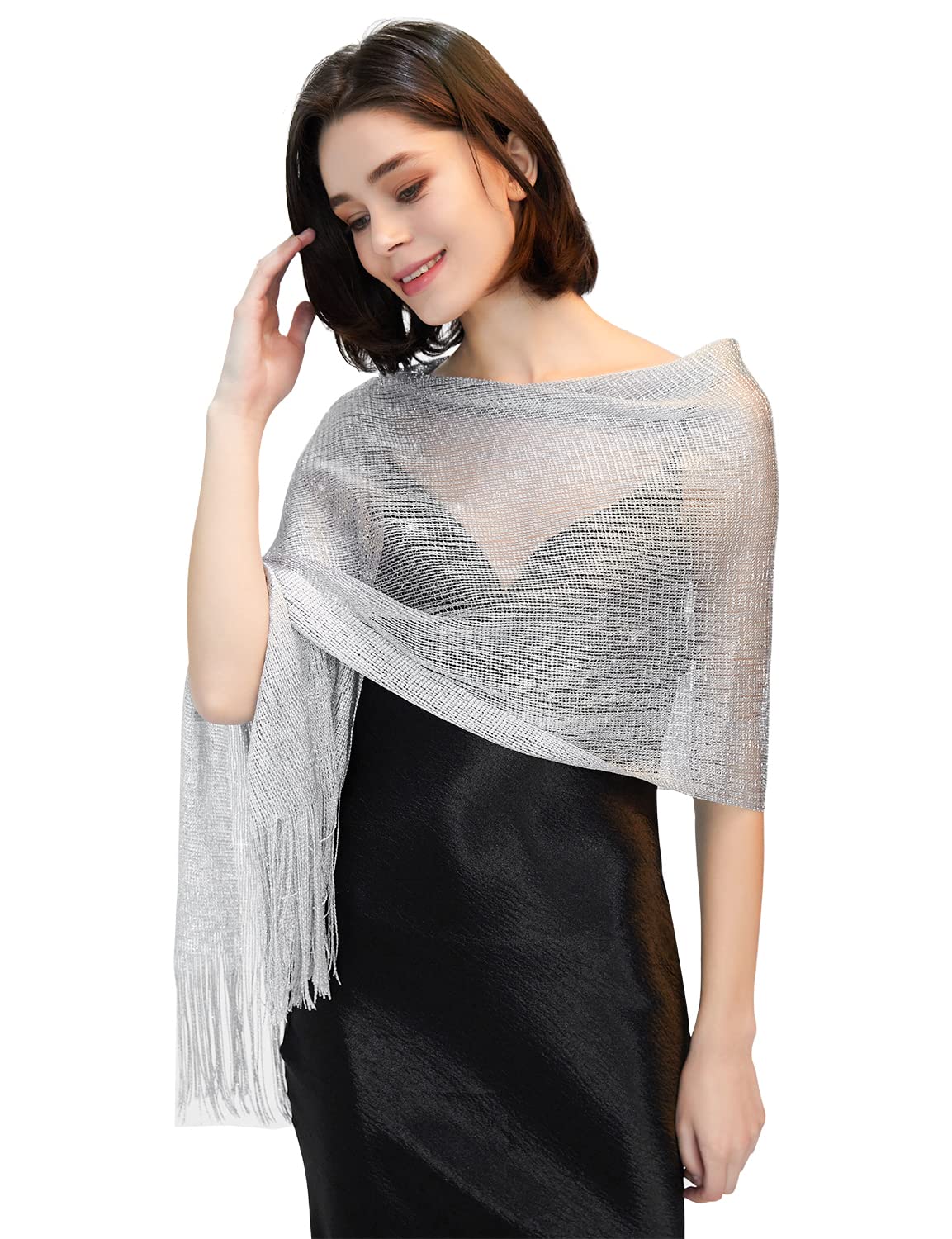 MissShorthair Sparkly Shawls and Wraps for Evening Dresses,Shawl Wraps for Women Wedding Party with Buckle