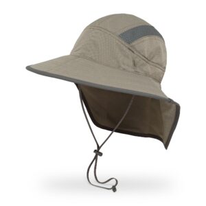 sunday afternoons ultra adventure hat - sun hat for men women with neck flap, upf 50+ uv protective hiking fishing hats, wide brim, sand, l/xl