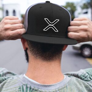 XRP Logo - Cotton Snapback Hat - Breathable Mesh Side for Casual Wear & Outdoor Activities All Seasons - Baseball Cap Women and Men (Charcoal Front/Black Mesh)