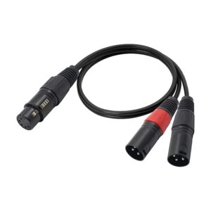 xmsjsiy dual xlr 3 pin to xlr 5 pin dmx stage light cable audio cable,dj xlr 5-pin female to xlr 3-pin male connector mic preamp y splitter patch cable for microphone-50cm(male to female)