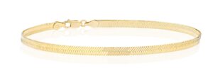 miabella 925 sterling silver italian solid 3.5mm flexible flat herringbone link chain anklet ankle bracelet for women, made in italy (yellow-gold-plated-silver, 11 inches)