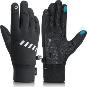 lerway winter gloves for men women touchscreen warm gloves anti-slip water resistant windproof black thermal gloves for driving cycling hiking running (m)