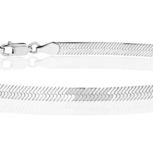 Miabella 925 Sterling Silver Italian Solid 3.5mm Flexible Flat Herringbone Link Chain Anklet Ankle Bracelet for Women, Made in Italy (sterling silver, 10 Inches)