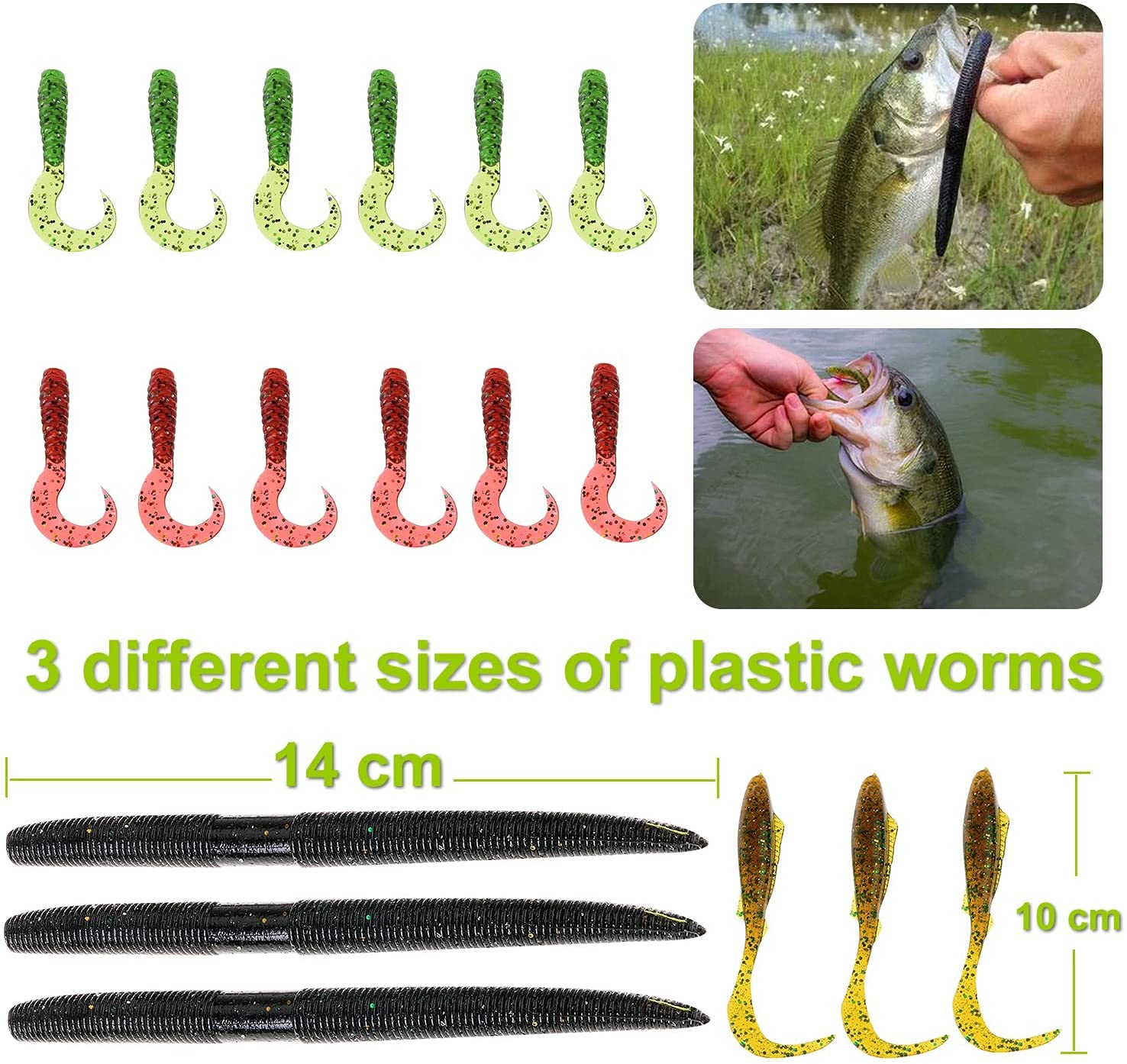 PLUSINNO Fishing Rod and Reel Combos, 102Pcs Fishing Lures,Saltwater Freshwater Resistant Fishing Gear