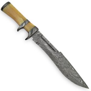 pal 2000 knives hun-9969 handmade damascus steel fixed blade hunting 13 inch knife camel bone handle