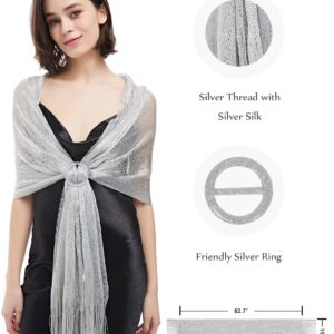 MissShorthair Sparkly Shawls and Wraps for Evening Dresses,Shawl Wraps for Women Wedding Party with Buckle