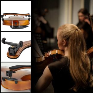 LMS Violin Shoulder Rest for 3/4 Size 4/4 Size Collapsible Shoulder Rest for Violin with Adjustable Feet Comfortable Foam Pad Mute for Kids Adults (3/4-4/4)