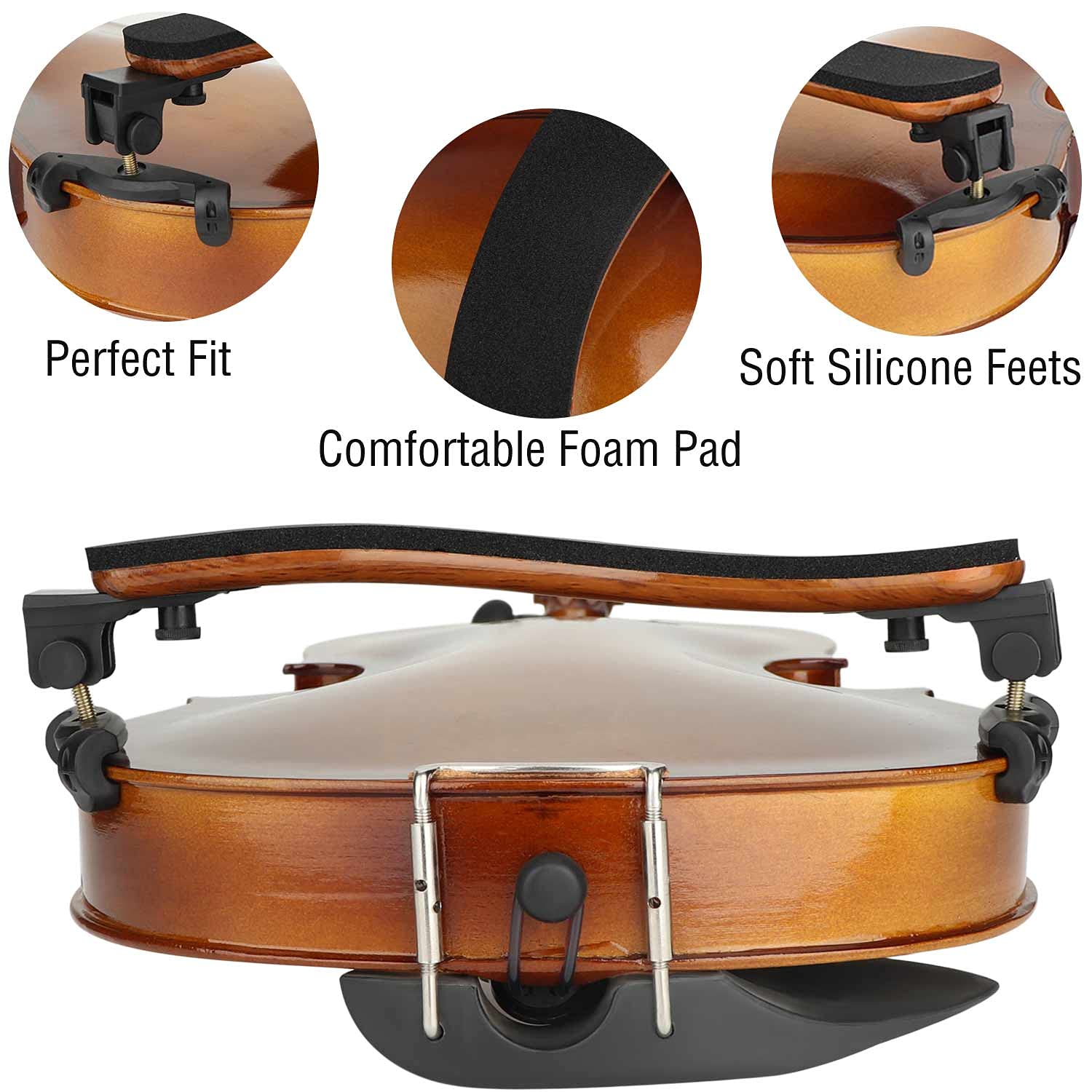 LMS Violin Shoulder Rest for 3/4 Size 4/4 Size Collapsible Shoulder Rest for Violin with Adjustable Feet Comfortable Foam Pad Mute for Kids Adults (3/4-4/4)