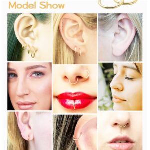 8pcs Gold Nose Rings Hoops for Women 16G Septum Ring Small Clicker Hoop Jewelry Surgical Steel Cute Cartilage Piercings for Tragus Helix Conch Daith 6mm 8mm 10mm 12mm