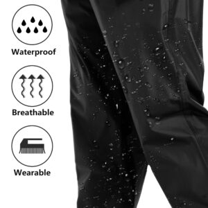 JAEZZIY Mens Rain Pants,Waterproof Rain Over Pants,Windproof Lightweight Rain Pants for Rain Outdoor Work,Golf,Fishing,Hiking (Black, XL)