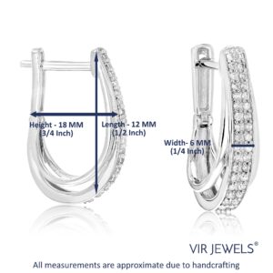 Vir Jewels 1/4 cttw Diamond Hoop Earrings .925 Sterling Silver 60 Stones Dangle 3/4 Inch