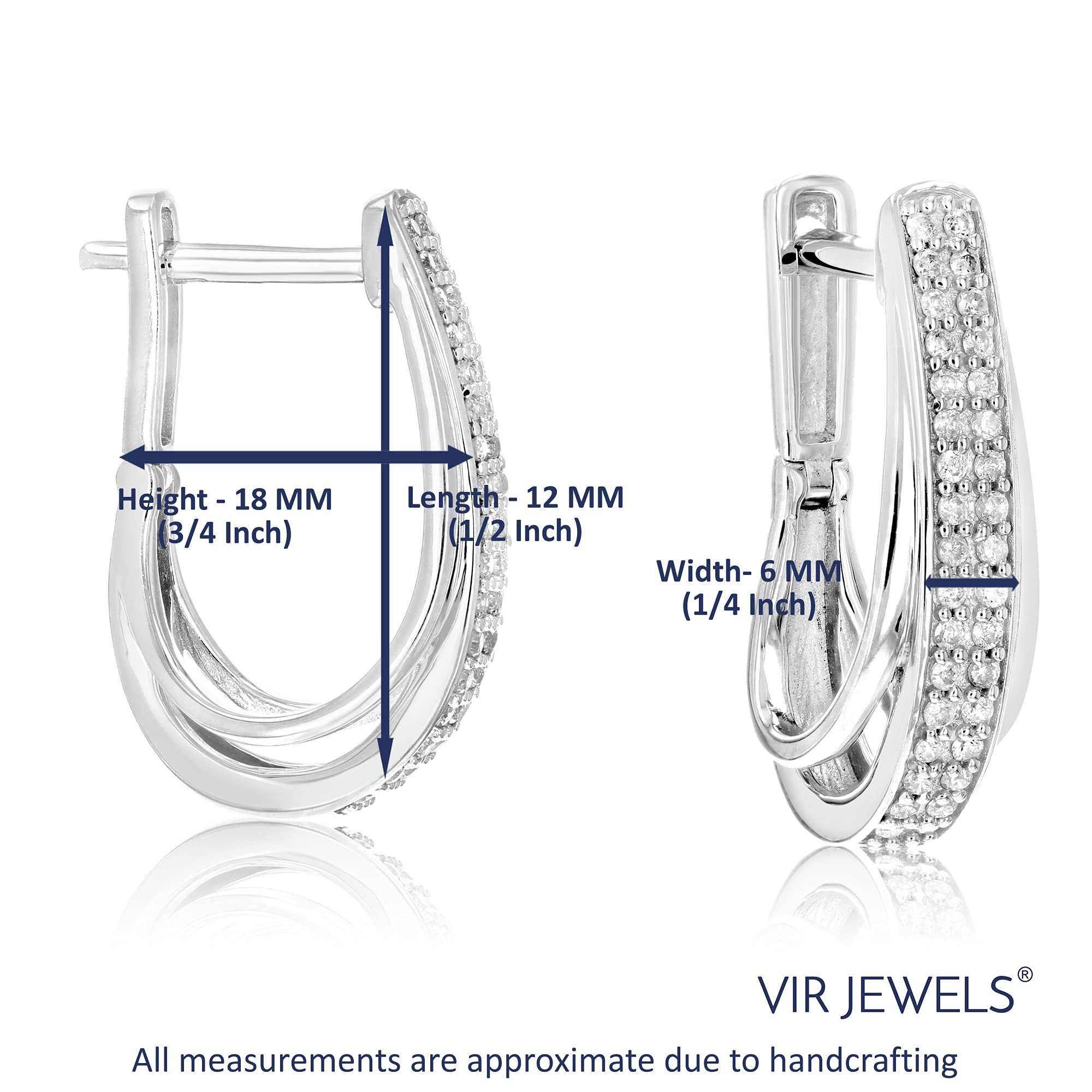 Vir Jewels 1/4 cttw Diamond Hoop Earrings .925 Sterling Silver 60 Stones Dangle 3/4 Inch