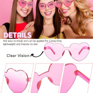 Frienda 20 Pairs Heart Shaped Sunglasses Rimless Candy Color Glasses for Women Men Party Favor(Pink)