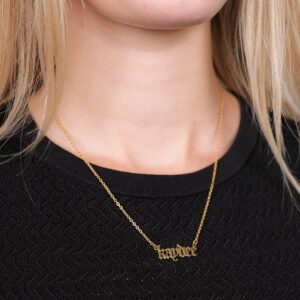 Sorority Shop Gamma Phi Beta Necklace — GPB Old English Font Design, 18K Gold Plated, Gamma Phi Beta Gifts for Women