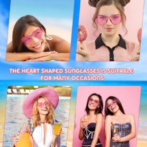 Frienda 20 Pairs Heart Shaped Sunglasses Rimless Candy Color Glasses for Women Men Party Favor(Pink)