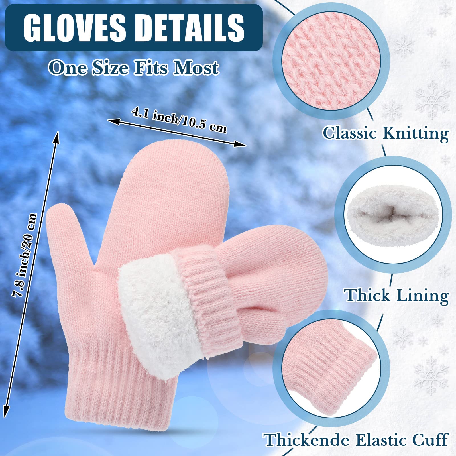 Newcotte Winter Gloves for Women Warm Lining Mittens Fleece Thick Wool Gloves Cable Knitted Mittens for Winter Cold Weather(Black, Camel, Light Grey, Pink,4 Pairs)