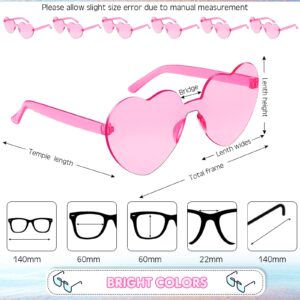 Frienda 20 Pairs Heart Shaped Sunglasses Rimless Candy Color Glasses for Women Men Party Favor(Pink)