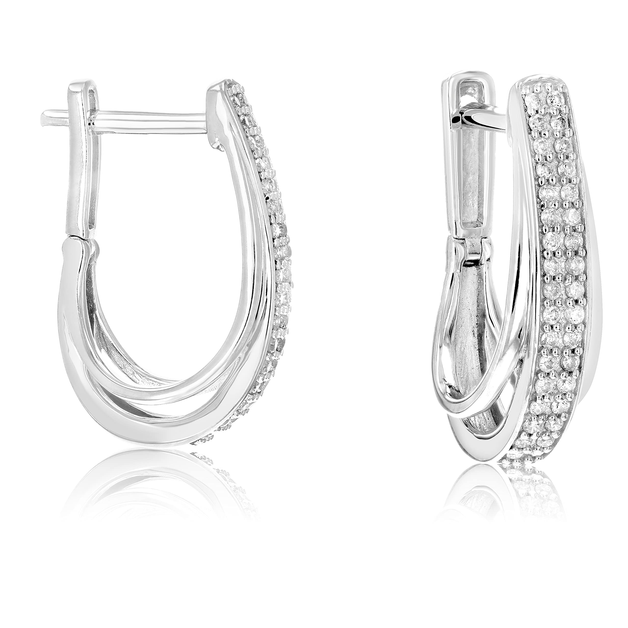 Vir Jewels 1/4 cttw Diamond Hoop Earrings .925 Sterling Silver 60 Stones Dangle 3/4 Inch