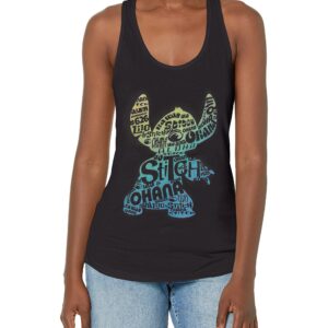 Disney Junior's Lilo Stitch Fill Slim Fit, Scoop Hem Racerback Tank, Black, X-Large