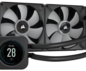 CORSAIR iCUE H100i ELITE LCD Display Liquid CPU Cooler-Custom IPS LCD Screen-40 Dynamic RGB LEDs-120mm Fans-240mm Radiator-COMMANDER CORE Smart Lighting Controller - Black