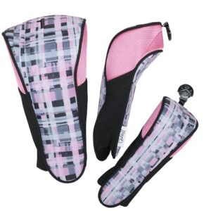 glove it golf club covers for women, set of 3 numbered ladies golf head covers for hybrid, wood & driver clubs, extra protection, pixel plaid