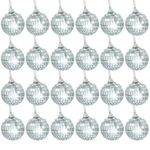 gondiane 24 pcs 1.6 inches disco ball ornaments silver mirror balls for christmas tree wedding party decoration