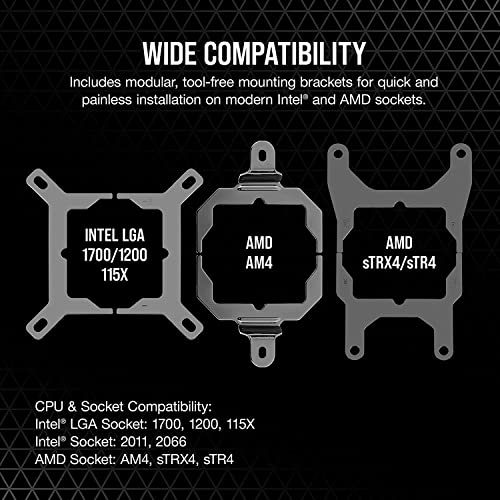 CORSAIR iCUE H100i ELITE LCD Display Liquid CPU Cooler-Custom IPS LCD Screen-40 Dynamic RGB LEDs-120mm Fans-240mm Radiator-COMMANDER CORE Smart Lighting Controller - Black