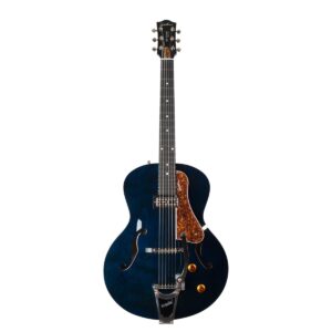 godin 6 string electric guitars, right hand, indigo blue, hollow-body (050956)