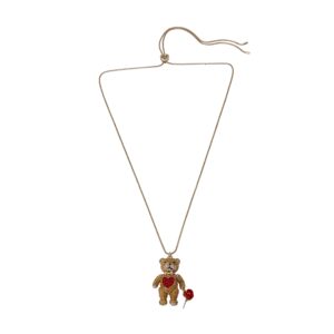 betsey johnson bear pendant slider necklace