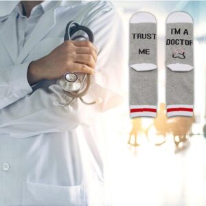 GJTIM 2 Pairs Funny Doctor Gift Trust Me I’m A Doctor Socks Thank You Doctor Appreciation Socks for Medical Doctor (Trust Me I’m A Doctor)