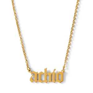 sorority shop alpha chi omega necklace — aco old english font design, 18k gold plated, alpha chi omega gifts for women