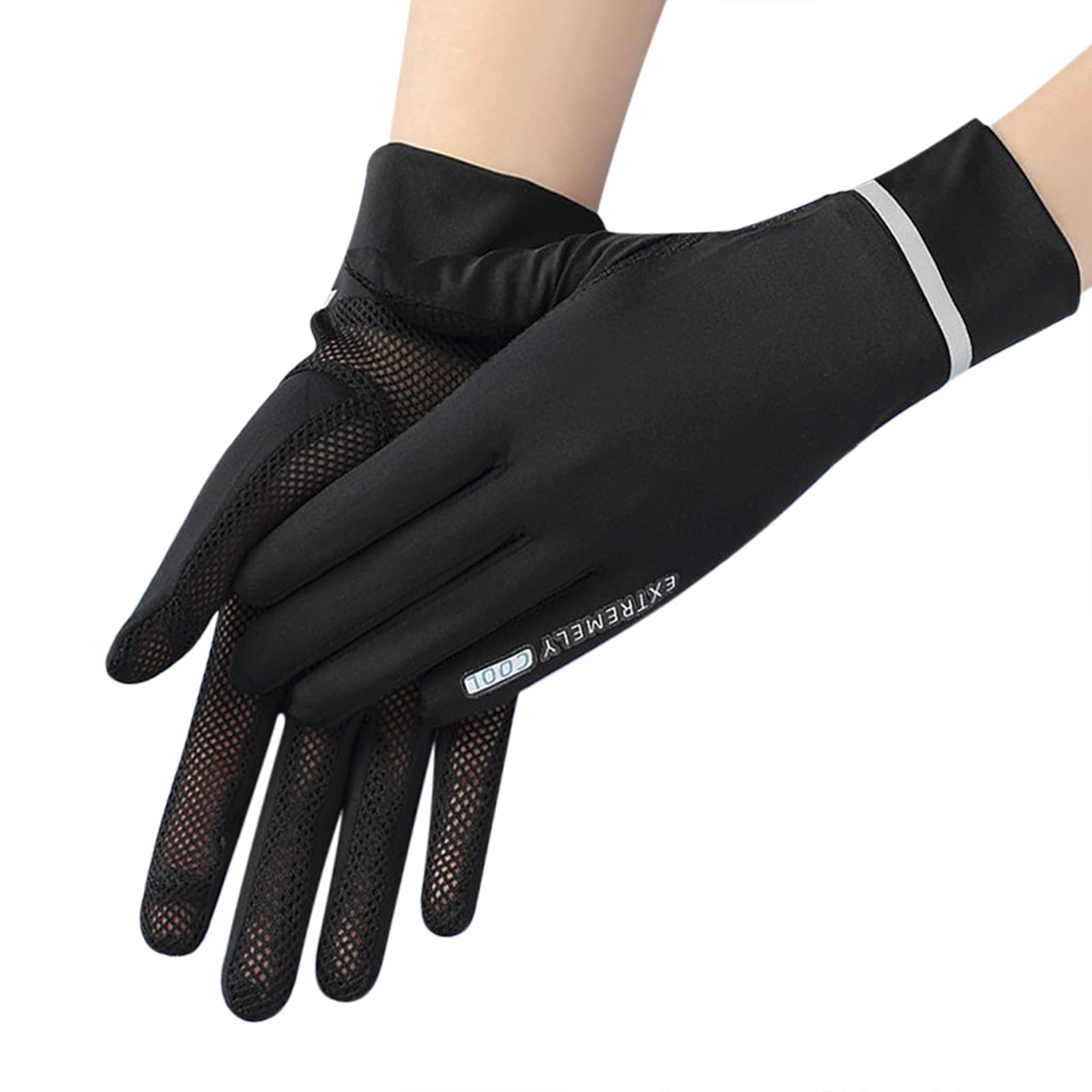 IPENNY Women Summer UPF 50+ UV Sun Protection Gloves 2 Fingers Flip Mesh Cooling Breathable Touchscreen Anti Slip Mittens Full Finger Quick Dry Hand Gloves for Driving Riding Cycling Lady Girls Mitt