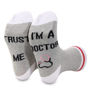 GJTIM 2 Pairs Funny Doctor Gift Trust Me I’m A Doctor Socks Thank You Doctor Appreciation Socks for Medical Doctor (Trust Me I’m A Doctor)