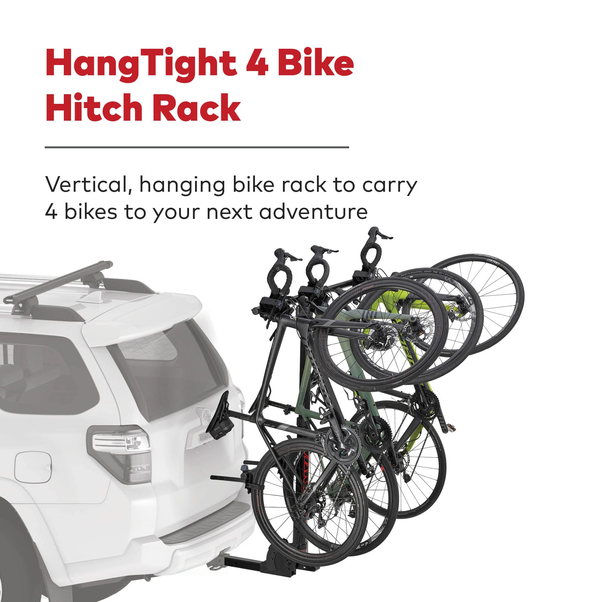 Yakima Versatile HangTight 4 Vertical Hanging Hitch Steel Bike Rack for 2 Inch Hitch Receivers with Fully Padded Cradles and Tilting Design, Black