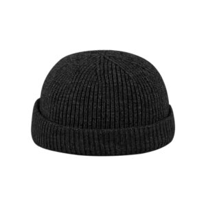 Croogo Watch Cap Work Beanie Knitted Docker Leon Brimless Hat Rolled Cuff Harbour Hat Retro Skull Cap Watch Cap,Black-CT47