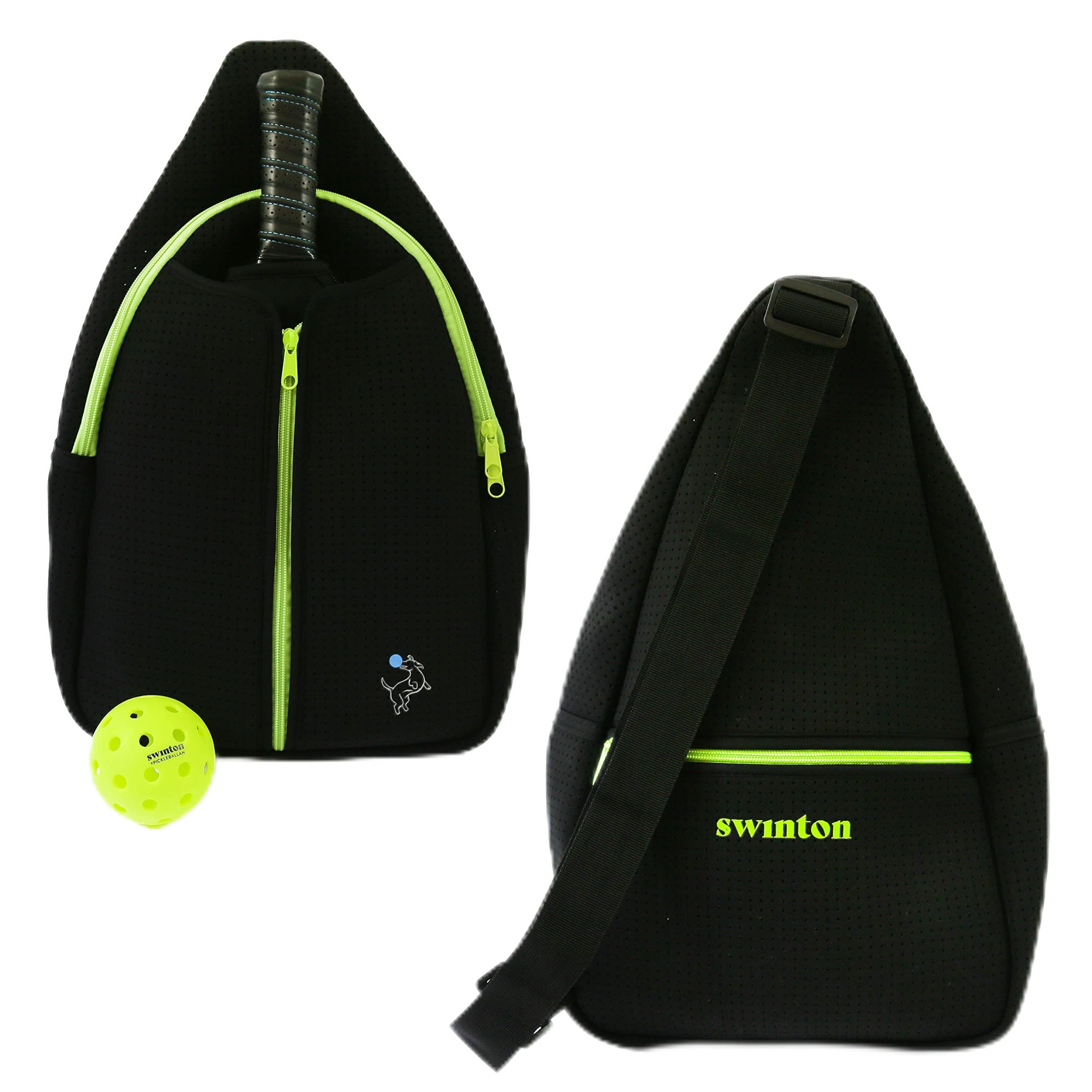 Swinton Pickleball Bag - Neoprene Sports Bag for Pickleball Paddles - Unisex Sling Style Pickleball Gift (Black)