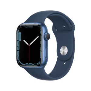 apple watch series 7 [gps 45mm] smart watch w/blue aluminum case with abyss blue sport band. fitness tracker, blood oxygen & ecg apps, always-on retina display, water resistant