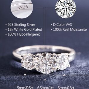 IMOLOVE Moissanite Engagement Ring,Moissanite Rings for Women Couples, 2CT Lab Created Simulated Round Diamond Engagement Rings Size 10