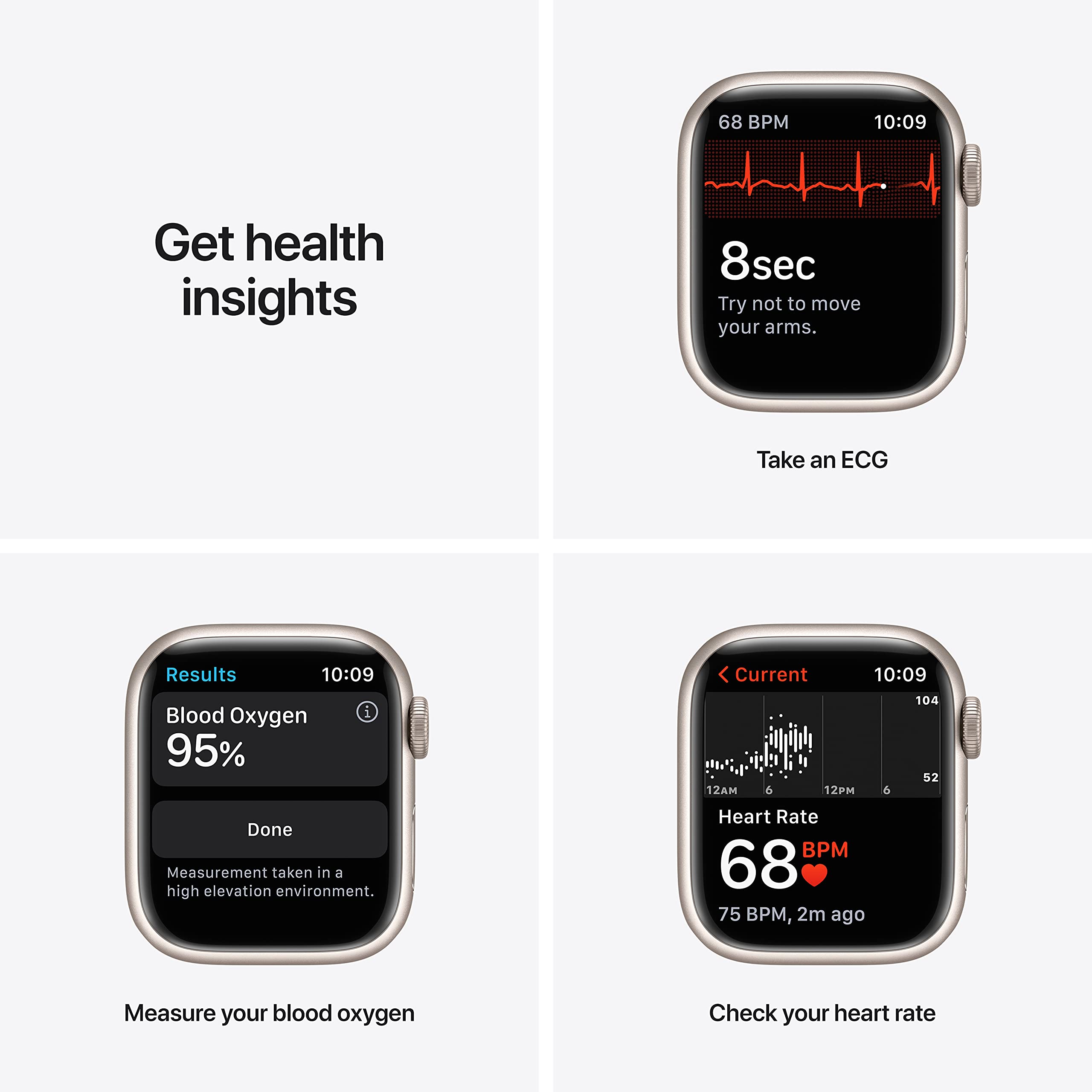 Apple Watch Series 7 [GPS 41mm] Smart Watch w/Starlight Aluminum Case with Starlight Sport Band. Fitness Tracker, Blood Oxygen & ECG Apps, Always-On Retina Display, Water Resistant