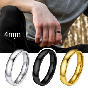 FaithHeart Personalized Custom Black Stainless Steel Rings Wedding Bands Size 5 Fashion Polished Finger Bands Promise Jewelry for Couples