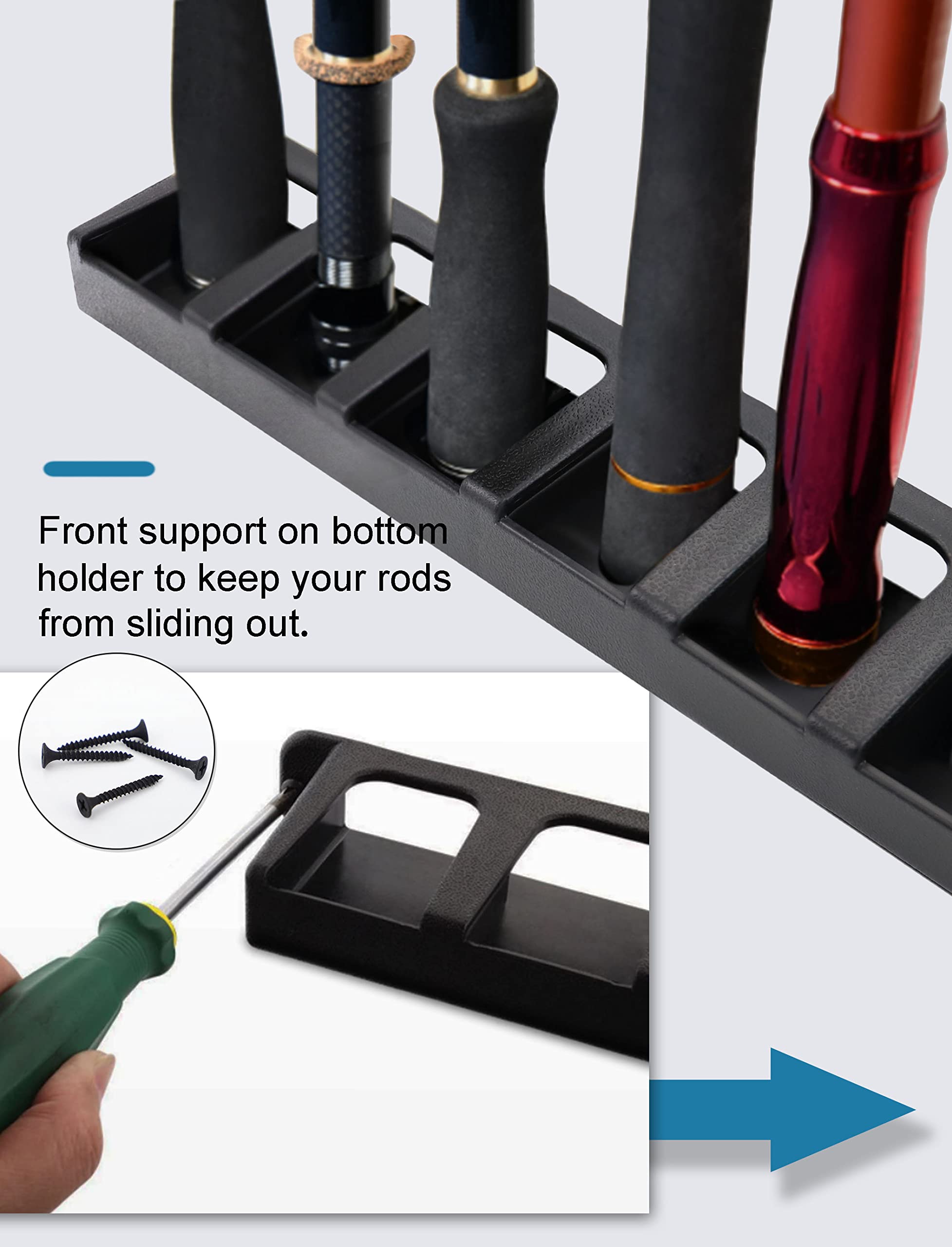 Ducurt Fishing Rod Holders Vertical Rod Rack, Fishing Pole Holders for Garage, Wall, Ceiling Rod Stand, Black