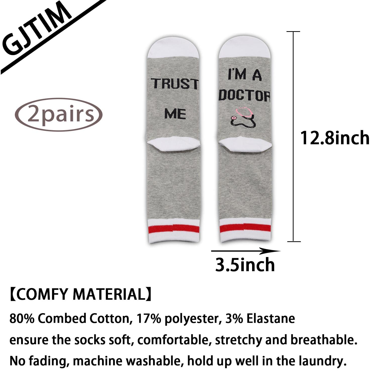 GJTIM 2 Pairs Funny Doctor Gift Trust Me I’m A Doctor Socks Thank You Doctor Appreciation Socks for Medical Doctor (Trust Me I’m A Doctor)