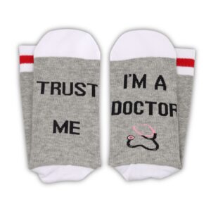 GJTIM 2 Pairs Funny Doctor Gift Trust Me I’m A Doctor Socks Thank You Doctor Appreciation Socks for Medical Doctor (Trust Me I’m A Doctor)